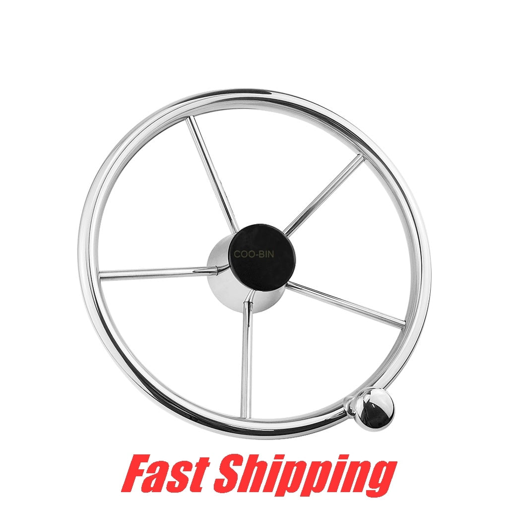 316 Stainless Steel Yacht steering wheel 25 Degree with Knob Speedboat